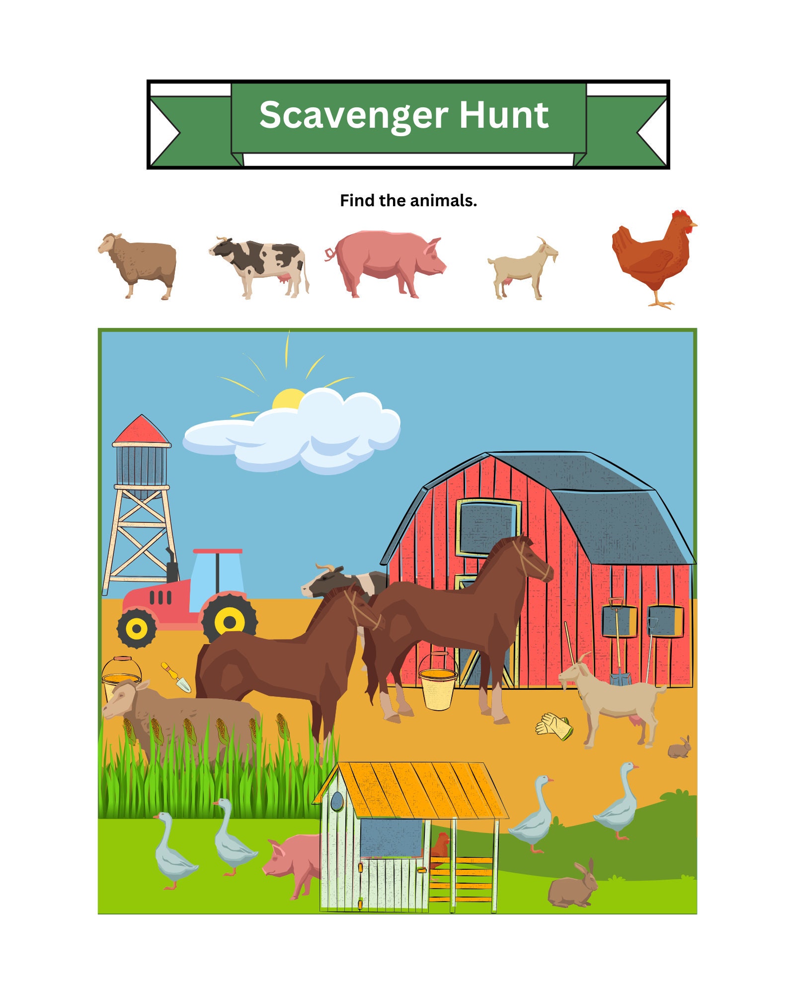 Animal Activity Workbook Word Search Coloring Pages and Scavenger Hunt ...