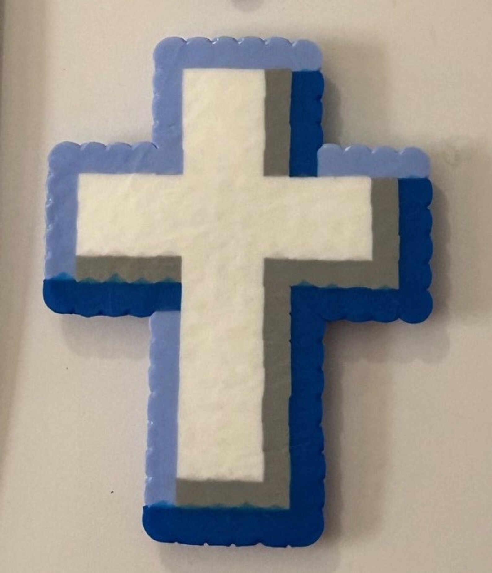 Cross White & Blue Perler Bead Magnet - Etsy