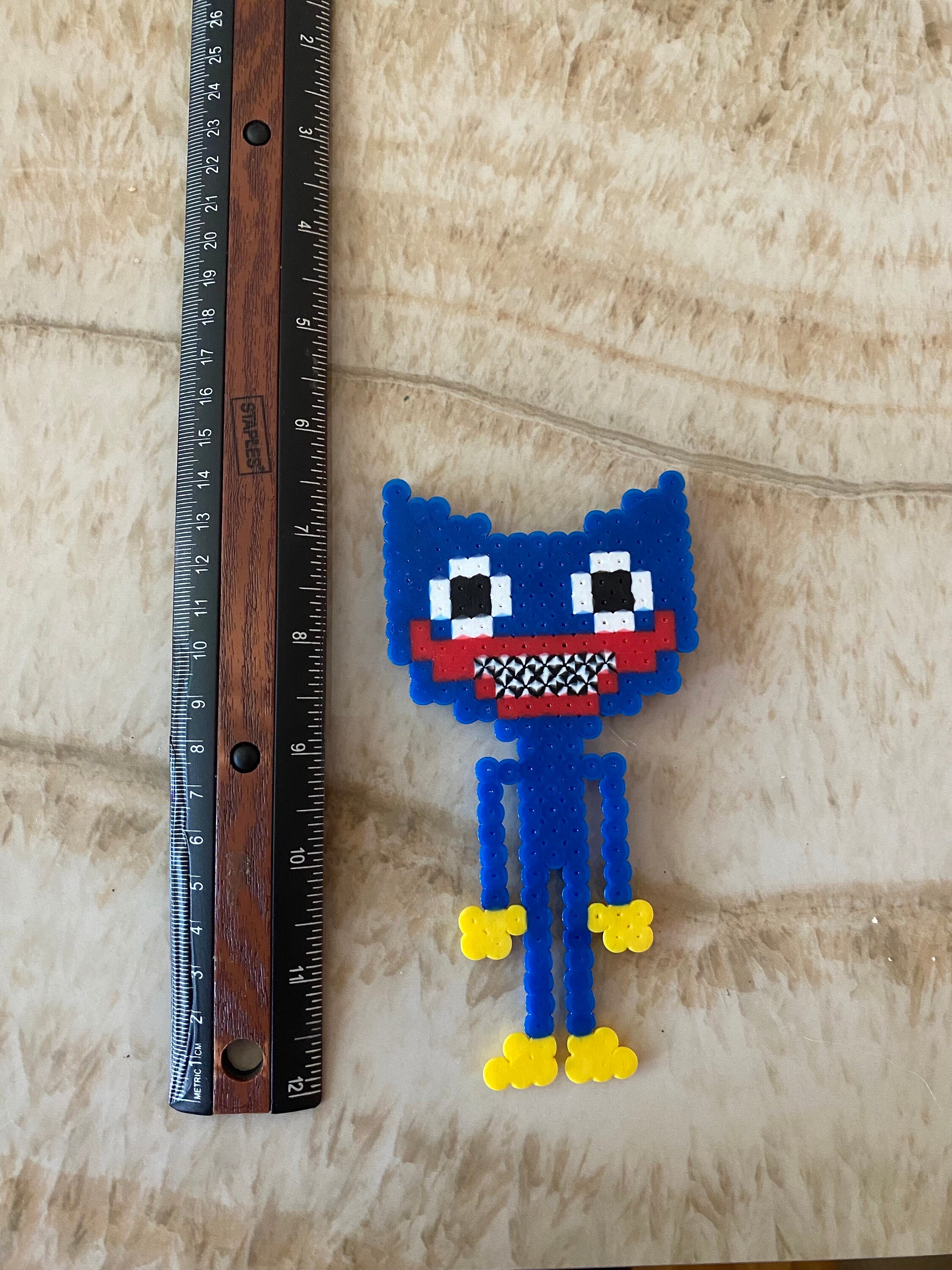 Huggy Wuggy Scary Face Perler Bead Figure Magnet - Etsy