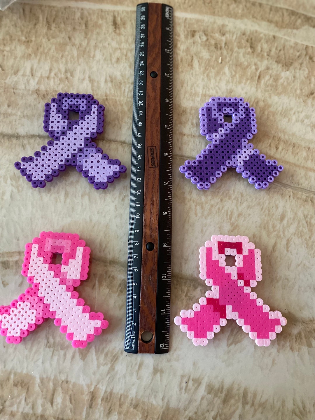 Breast Cancer Ribbon, Cancer Ribbon Perler Bead Magnets - Etsy