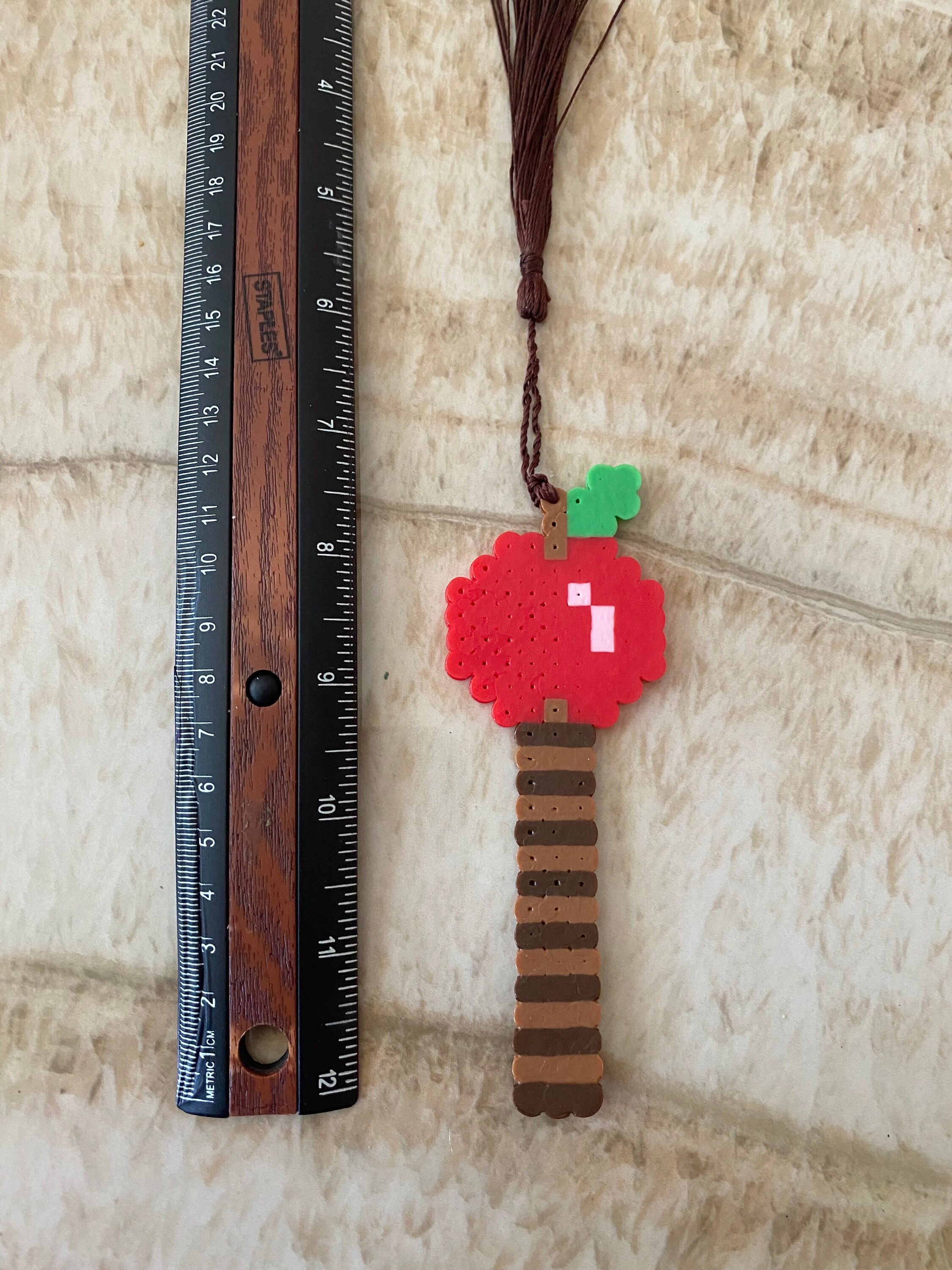 Apple on Books Perler Bead Bookmark, Apple Bookmark With Tassel - Etsy