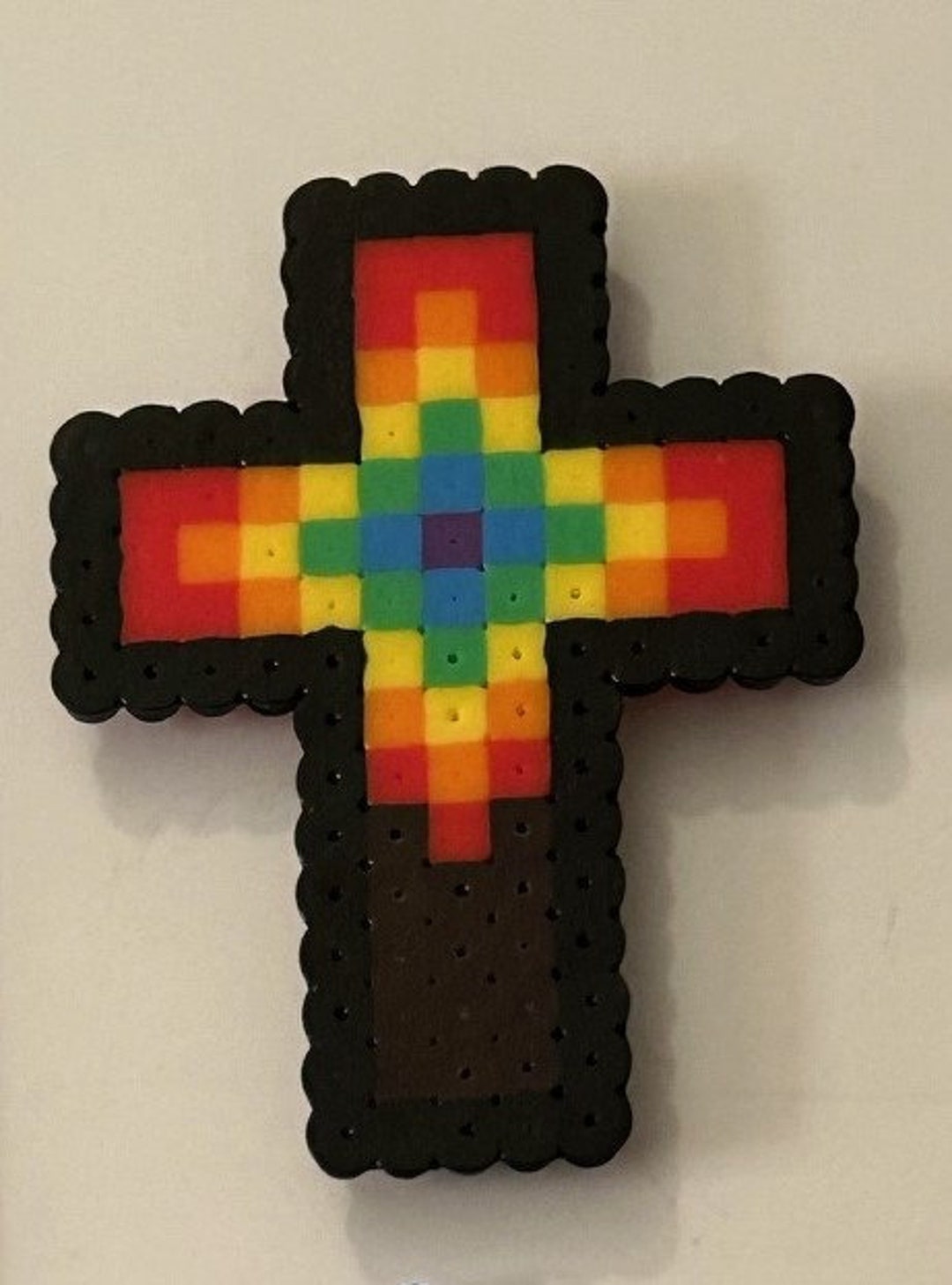 Cross Multi Color Perler Bead Magnet - Etsy