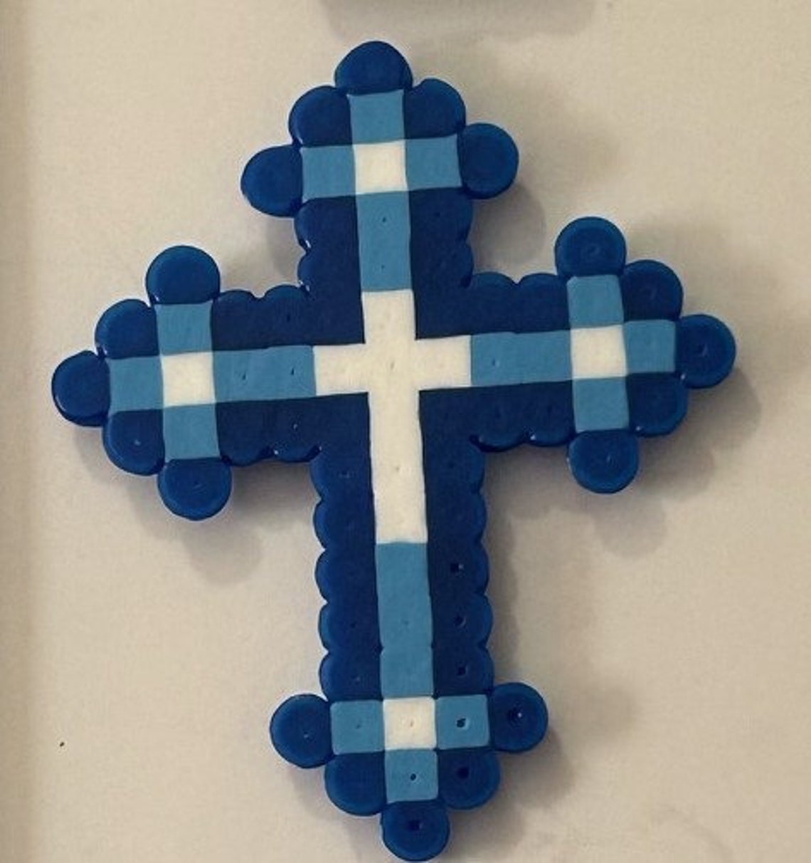 Diamond Cross Blue & White Perler Bead Magnet - Etsy