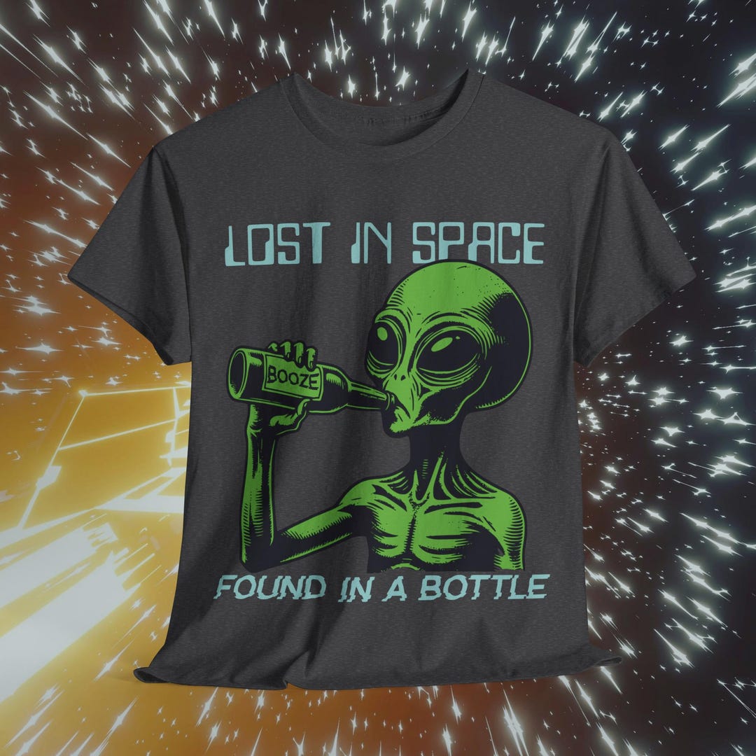 T-shirt, Alcoholic Alien, Unisex, Booze, Funny, Alcohol, Bottle, Humor ...