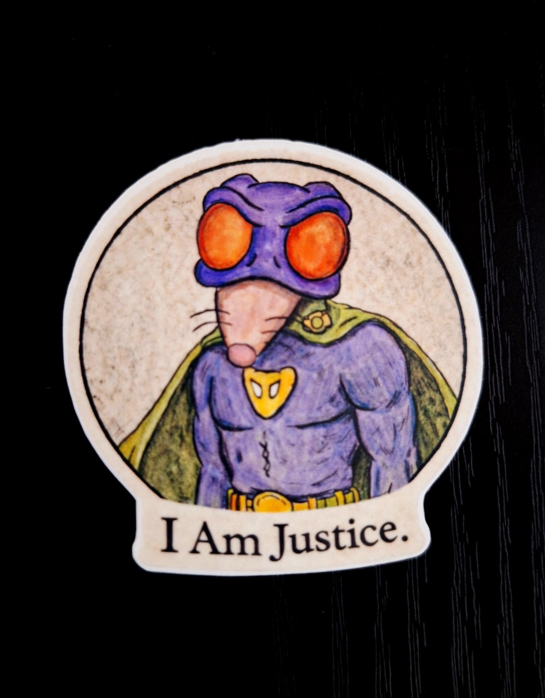 Rattman “I Am Justice” Sticker – Gritty Superhero Rat Vinyl Sticker ...