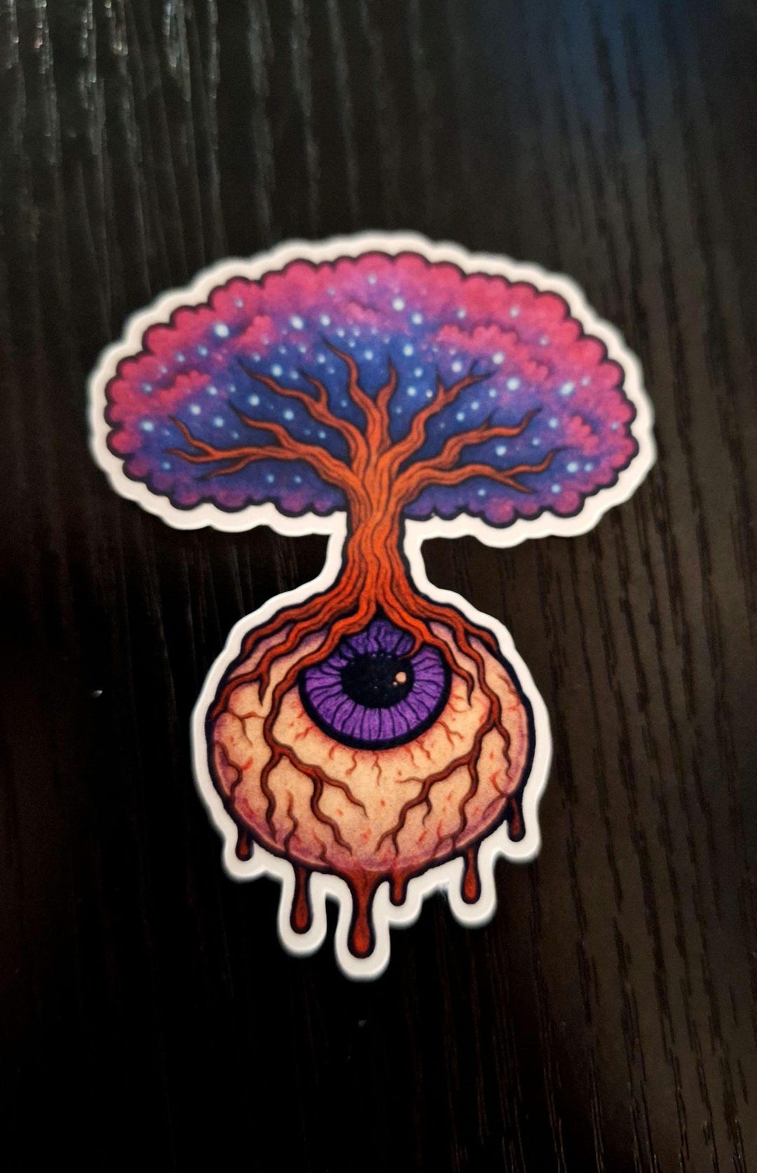 Cosmic Bloom Sticker, Trippy Eyeball Tree, Psychedelic Cosmic Art - Etsy