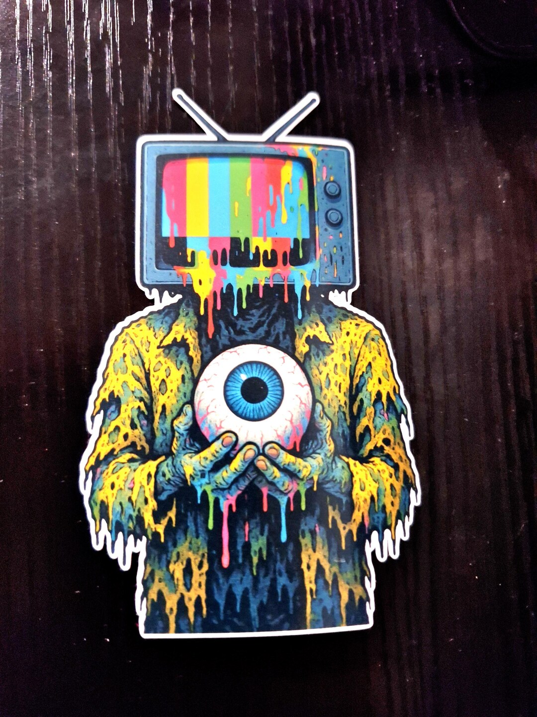 TV Head Sticker: Lucky Sammy Eyeball, Neon Horror Art - Etsy