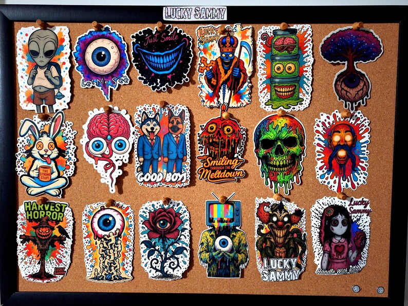 TV Head Sticker: Lucky Sammy Eyeball, Neon Horror Art - Etsy