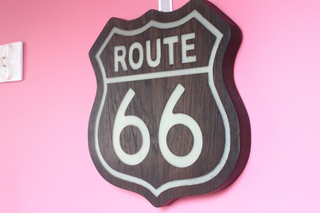 Route 66 Highway, Logo, Sign, Wooden Sign, Glow in the Dark ...