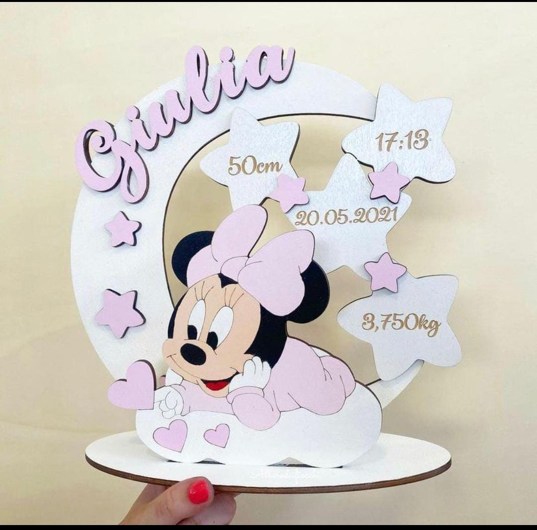 Minnie Mouse Birth Tag: SVG Template for LASER - Etsy UK