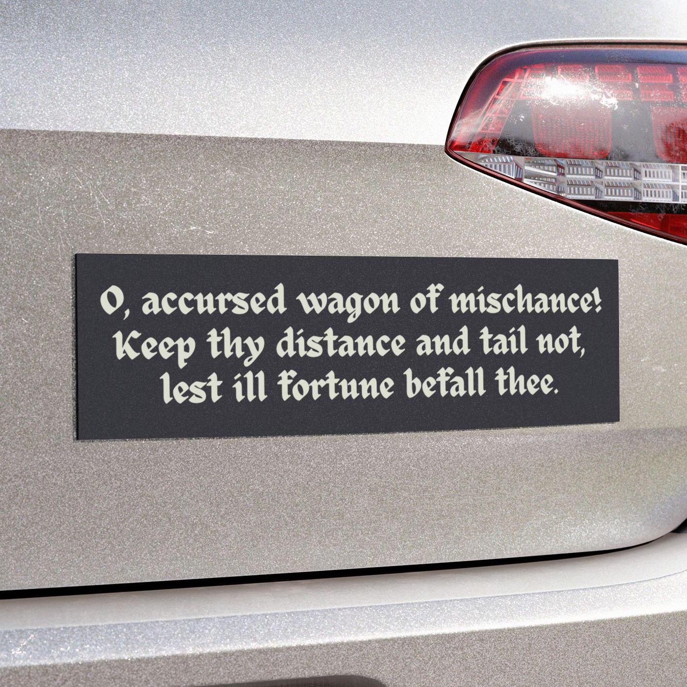 Anti Tailgating Funny Magnetic Bumper Sticker - Gothic Old English ...