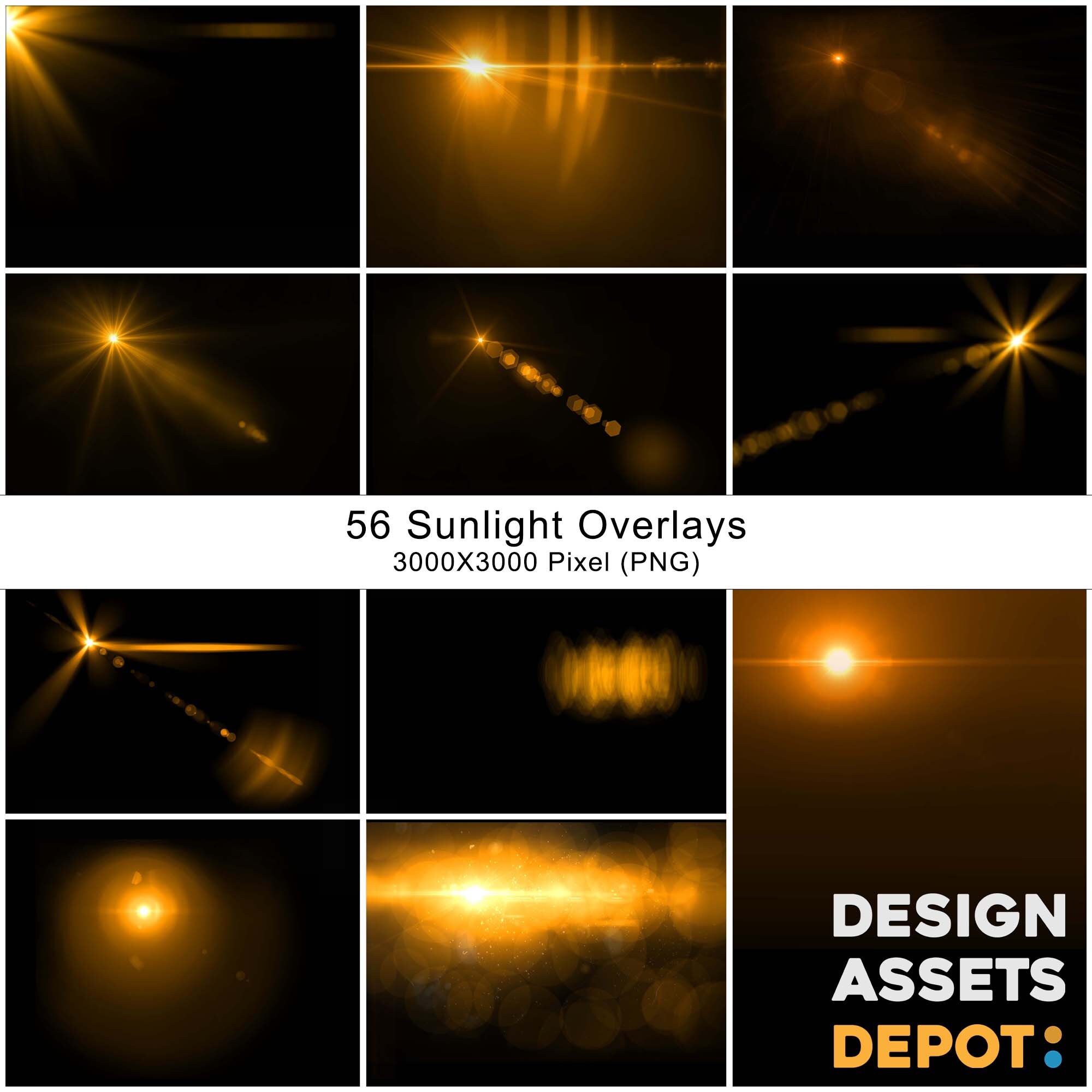 Realistic Sunlight Overlays | 56 Natural Sunlight Effects | PNG Format ...