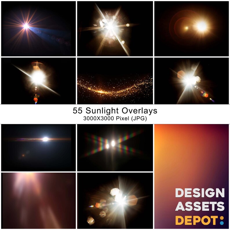 Realistic Sunlight Photoshop Overlays | 55 Unique Designs | Perfect for ...
