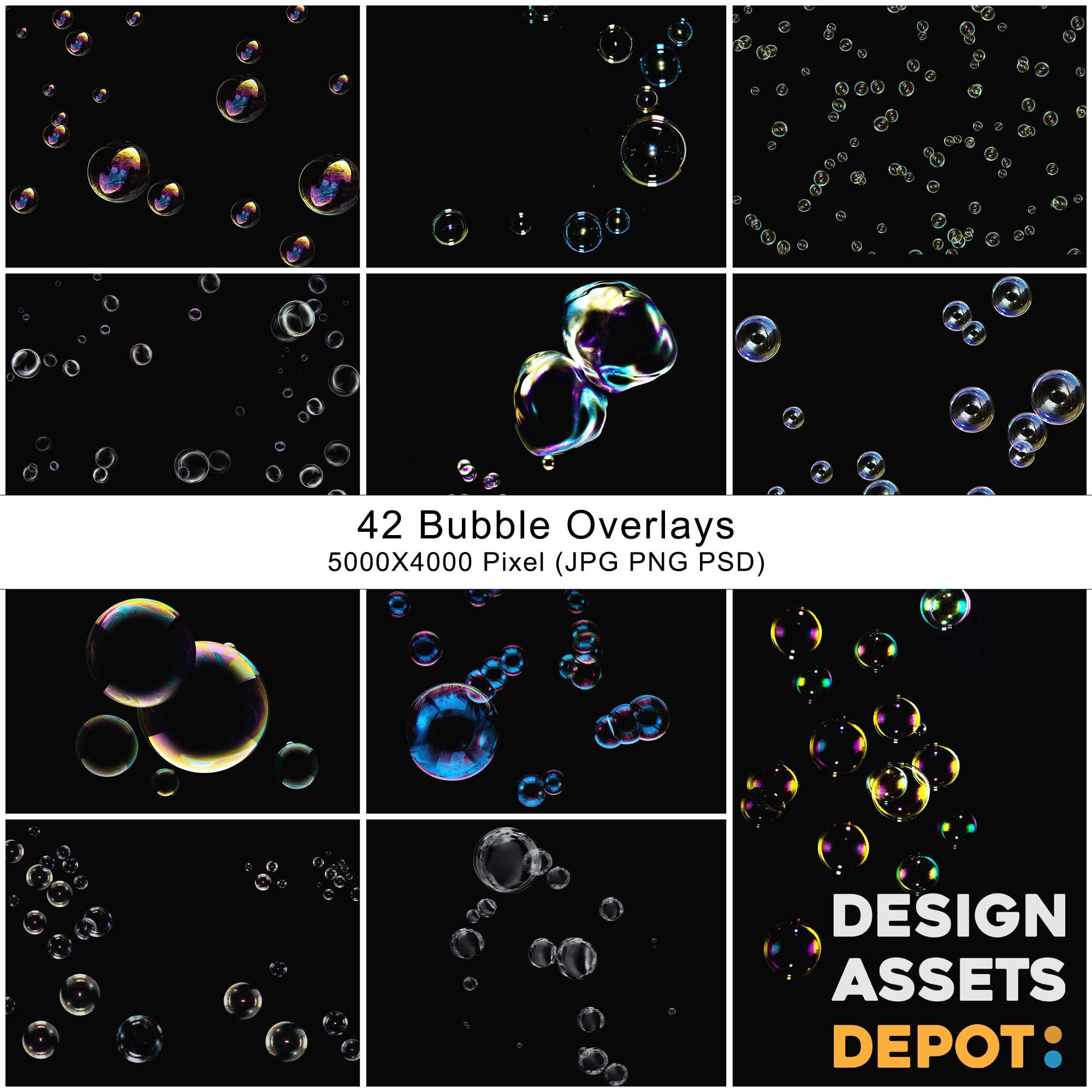 Realistic Bubble Overlays, 42 Overlays, Soap Bubble Overlays, Floating ...
