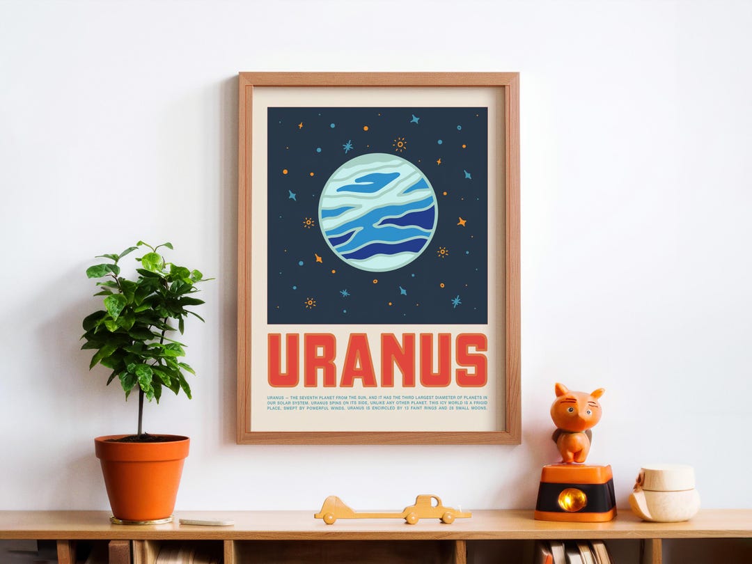 SOLAR SYSTEM PRINTS - Retro Planet Uranus Print, Outer Space Art, Wall ...