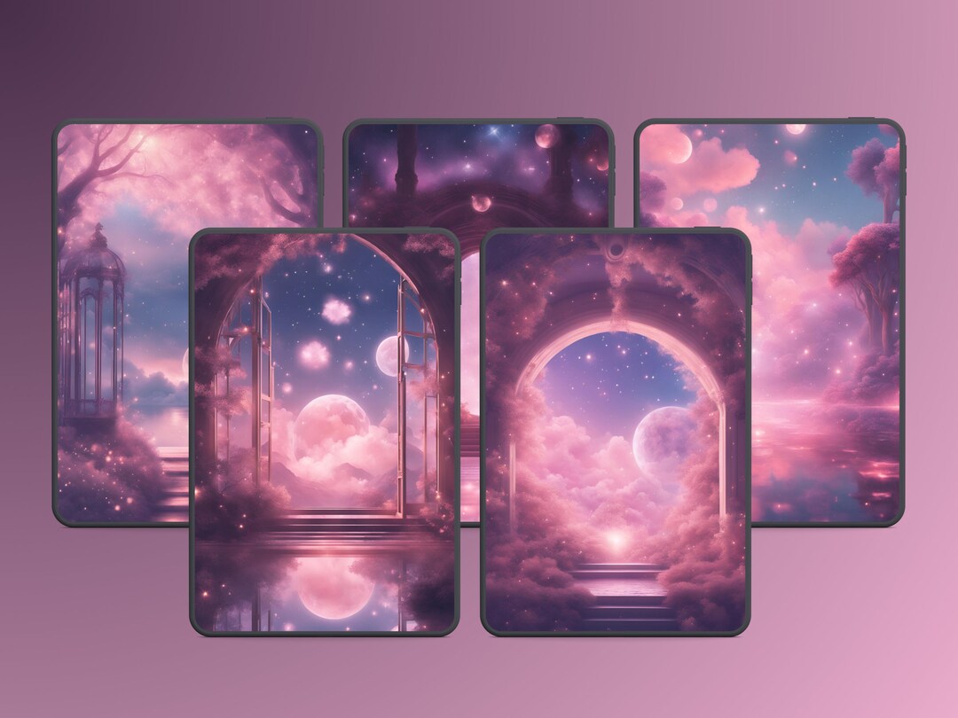 Set of 5 Enchanting Pink and Purple Fantasy Tablet Wallpaper Set ...