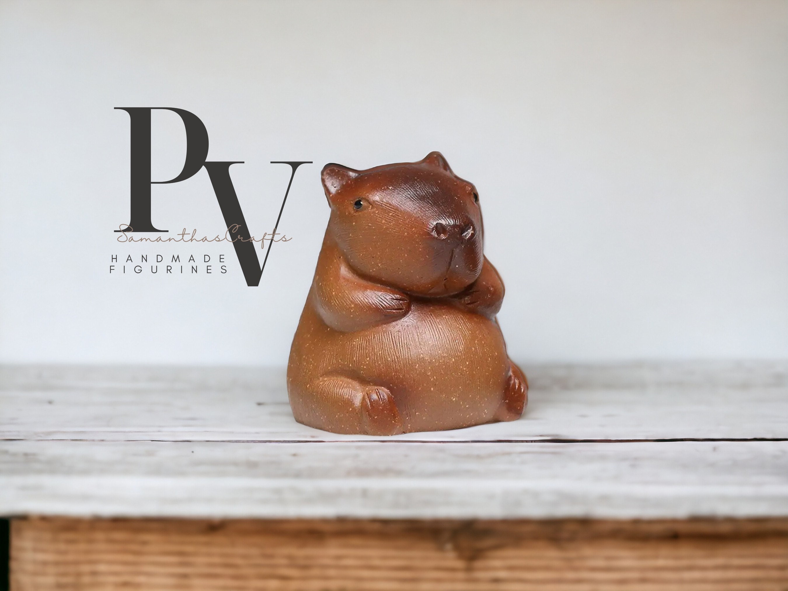Capybara Tea Pet Statue in a Barrel, Tea Pet Decorations Ceramic ...
