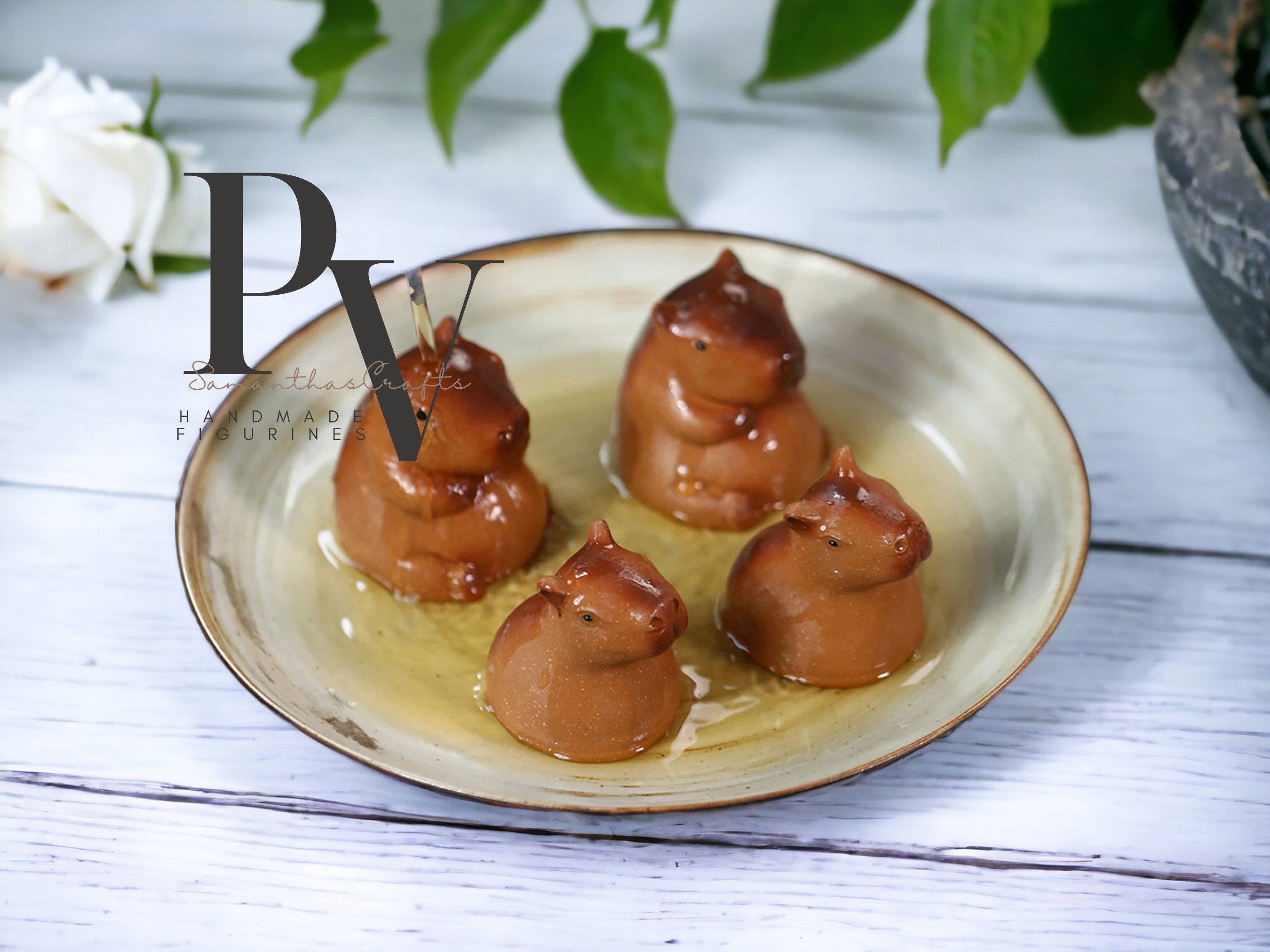 Capybara Tea Pet Statue in a Barrel, Tea Pet Decorations Ceramic ...