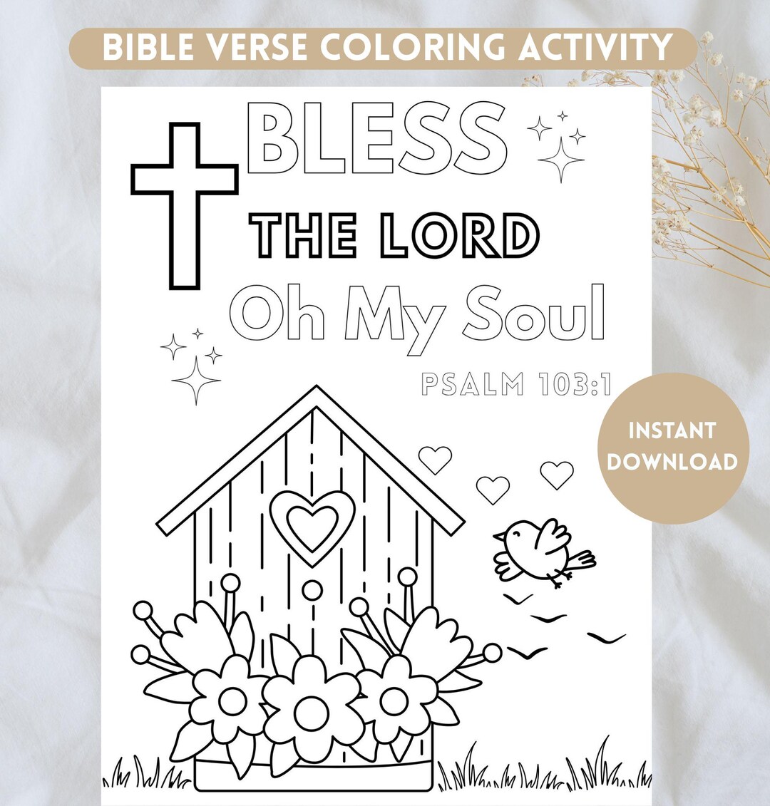 Psalm 103:1 Scripture Coloring Page - Sunday School Activity (PDF & PNG ...