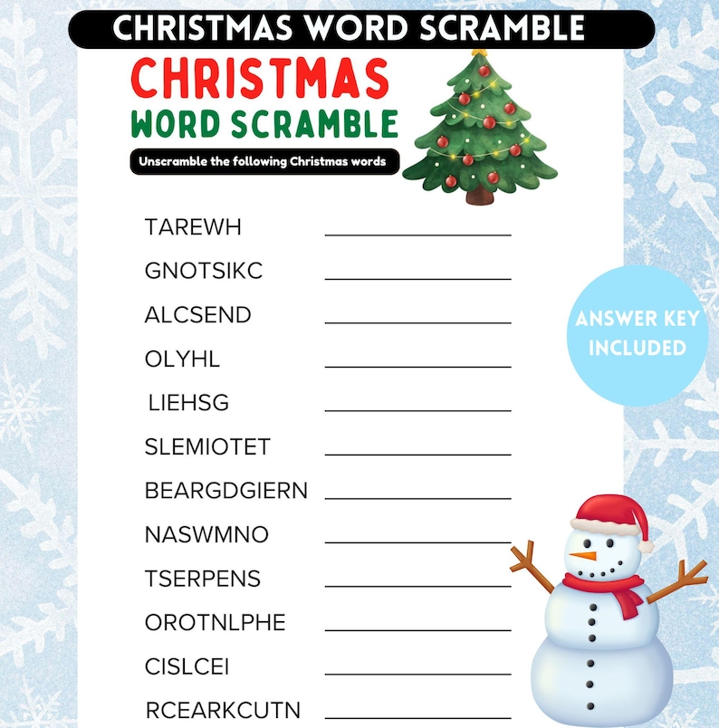 Christmas Word Scramble Activity - Fun Christmas Activities for ...