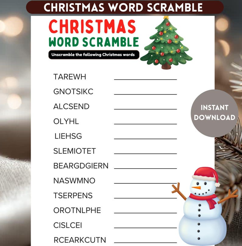 Christmas Word Scramble Activity - Fun Christmas Activities for ...