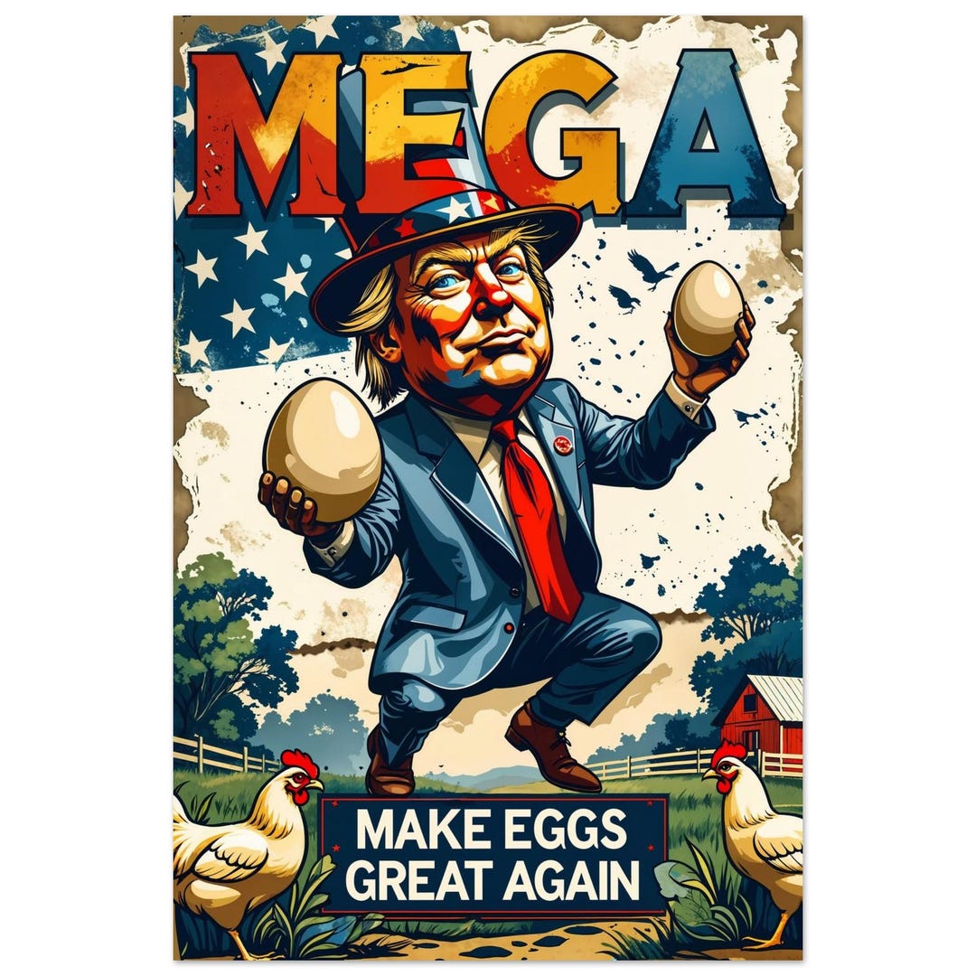 MEGA - MAGA Parody Poster - Make Eggs Great Again - Satirical Wall Art ...