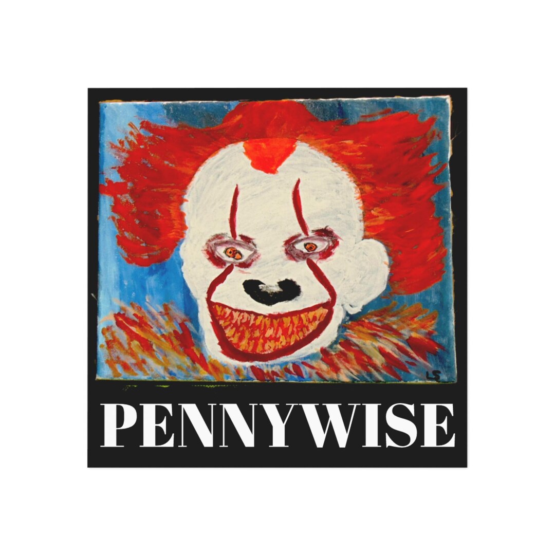 Pennywise Square Magnet, IT Clown Hand Painting, Horror Movie Art Decor ...