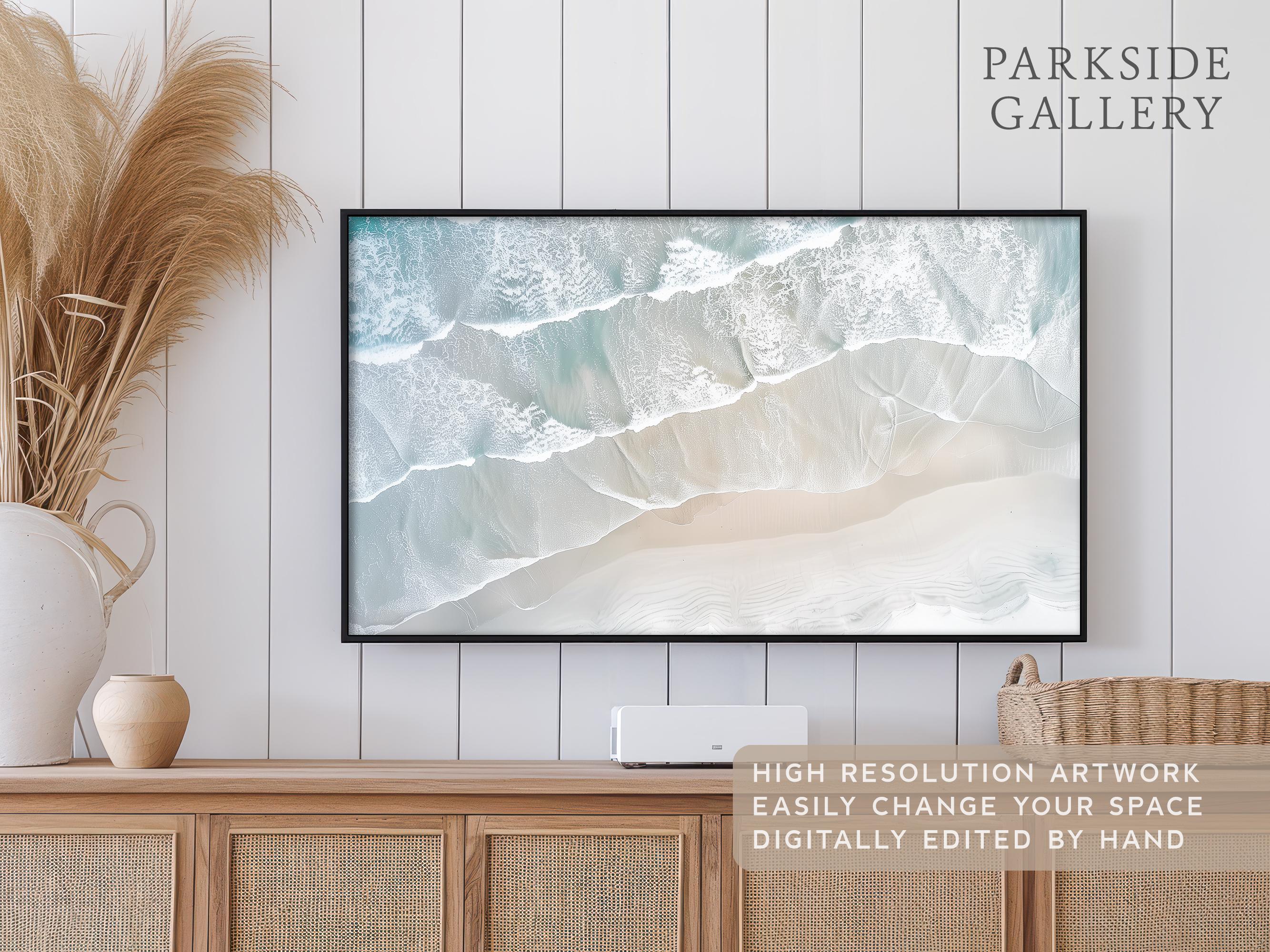Beach Art for Samsung Frame TV, Coastal Ocean TV Art, Waves Aerial ...