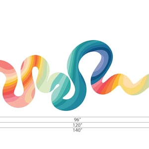 Colourful Flow Line Wall Decal Candy Color Stripe Line Wall Decal Curvy ...