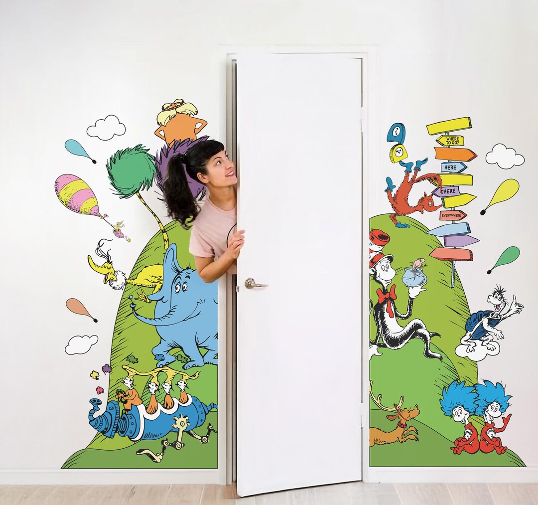 Removable Door Frame Dr Seuss Wall Decal Horton Wall Sticker Fox Wall ...
