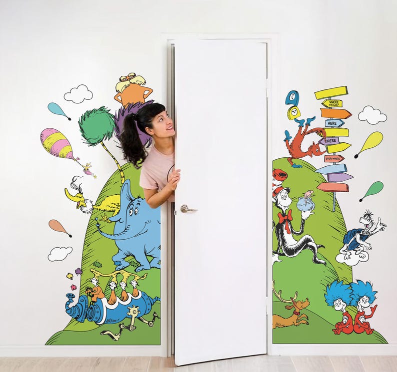 Removable Door Frame Dr Seuss Wall Decal Horton Wall Sticker Fox Wall ...