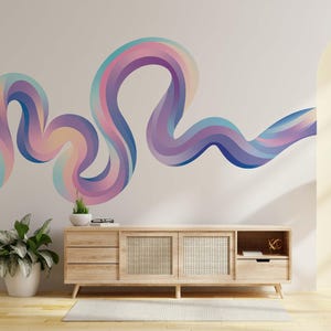 Colourful Flow Line Wall Decal Candy Color Line Wall Decal Curly Shape ...