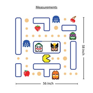 Pac-man Wall Decal Pacman Doodle Wall Sticker Pacman Theme Wallpaper ...