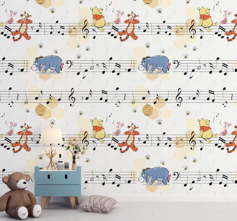 Winnie the Pooh Music Notes Wall Decal: Nursery Room Decor - Etsy