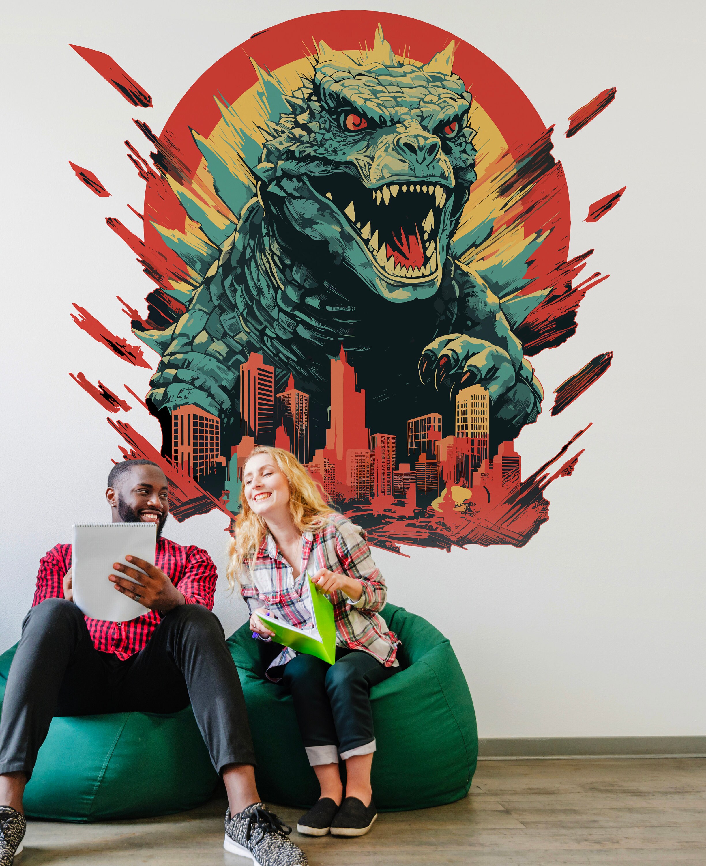 Tokyo City Wall Decal Godzilla Wall Decal Dragon Wall Art Godzilla Wall ...