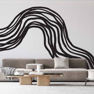 Abstract Line Wall Decal Brushstrokes Line Wall Art Organic Shape ...