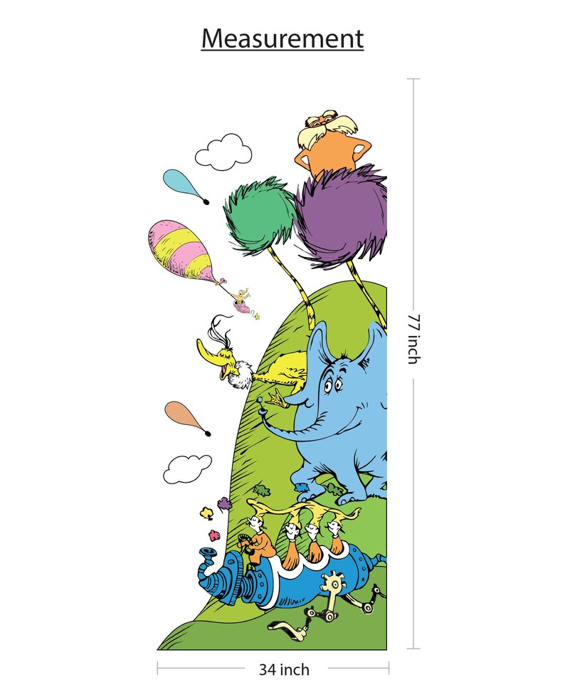 Door Frame Dr Seuss Wall Decal Horton Wall Sticker Cat in the Hat Wall ...