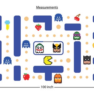 Pac-man Wall Decal Pacman Doodle Wall Sticker Pacman Theme Wallpaper ...