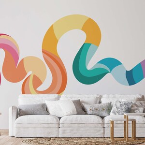 Colourful Flow Line Wall Decal Candy Color Line Wall Decal Curly Shape ...