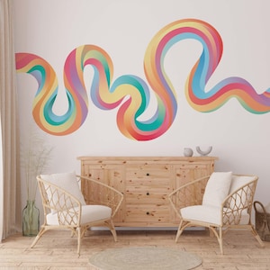 Colourful Flow Line Wall Decal Candy Color Line Wall Decal Curly Shape ...