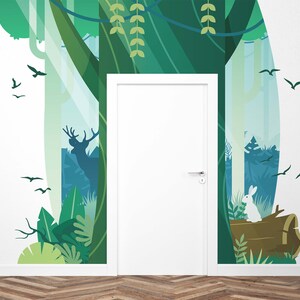 Door Frame Wall Decal Forest Tree Wall Art Deer Wall Mural Door ...