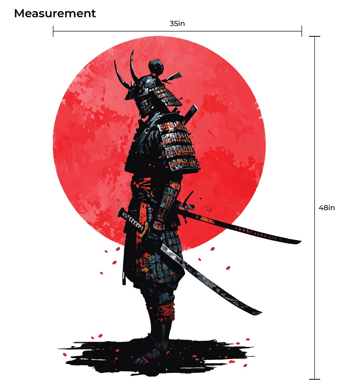 Samurai Wall Decal Japanese Sun Wall Art Ninja Wall Sticker Samurai ...
