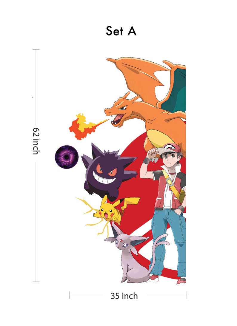 Door Frame Decal Pokemon Wall Decal Pikachu Wall Sticker Charizard Wall ...