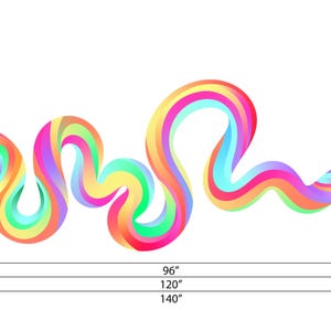 Colourful Flow Line Wall Decal Candy Color Line Wall Decal Curly Shape ...