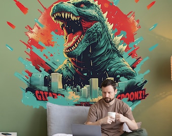 Removable Godzilla Wall Decal Kong Wall Sticker Monster Wall Mural ...