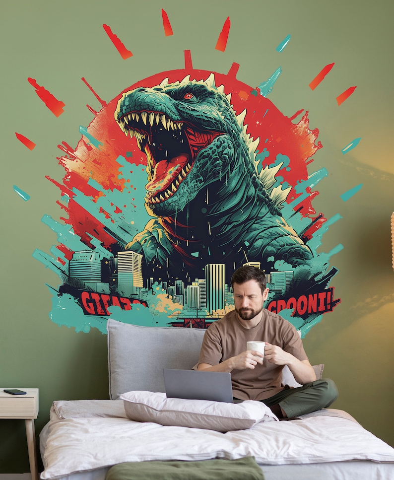 Removable Wall Decal Tokyo City Wall Decal Godzilla Wall Decal Kaiju ...