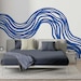 Iconic Flow Line Wall Decal Blue Brushstrokes Line Wall Decal Organic ...