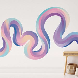Colourful Flow Line Wall Decal Candy Color Line Wall Decal Curly Shape ...