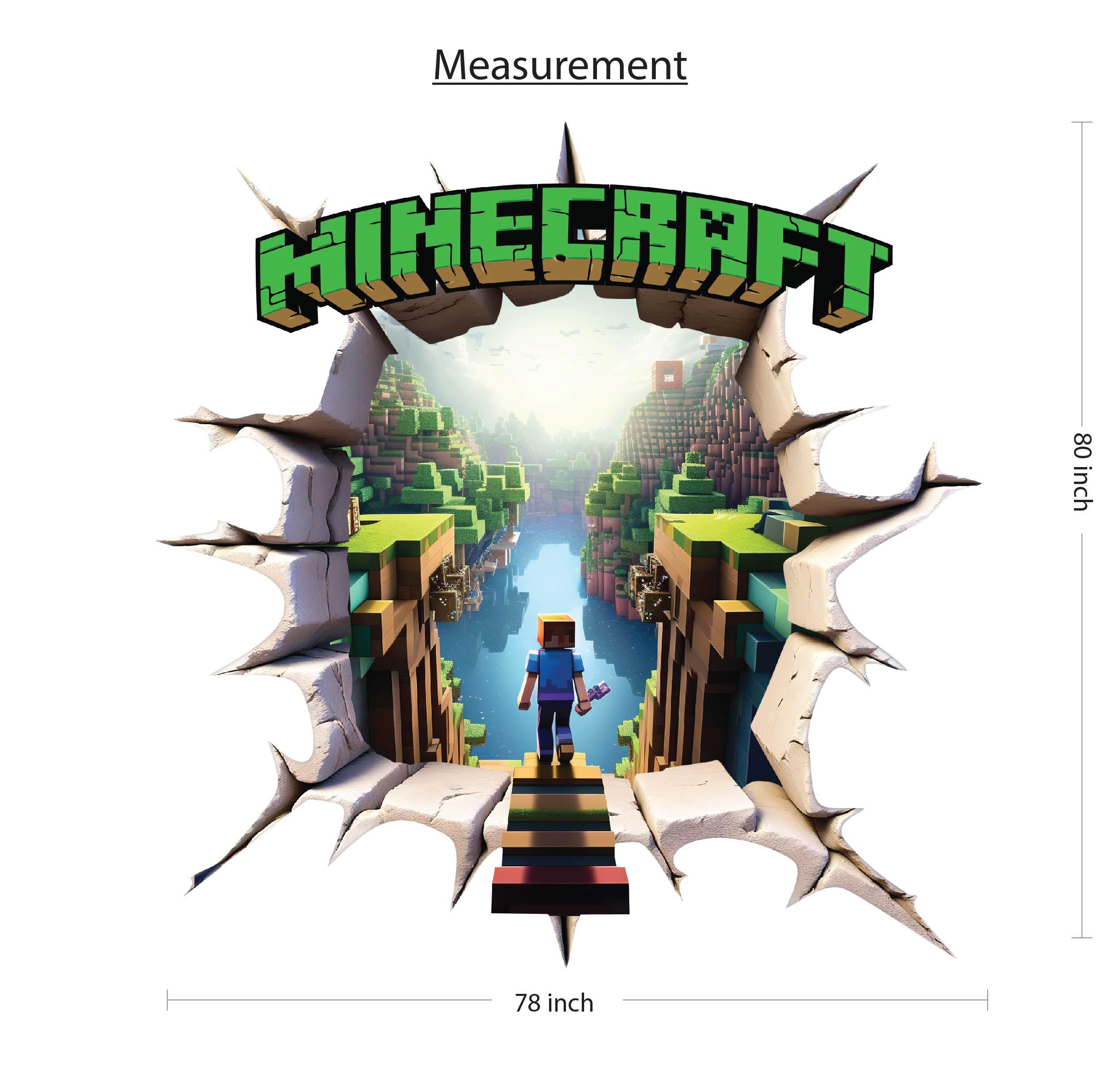 Wall Crack Minecraft Wall Decal Pixel Block Wall Sticker Minecraft Wall ...