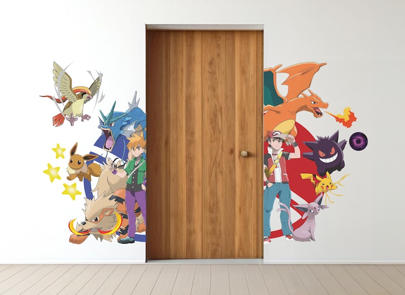 Door Frame Decal Pokemon Wall Decal Pikachu Wall Sticker Charizard Wall ...